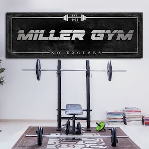 Home Gym Sign, Personalized Gym Sign, No Excuses, Custom Gym Wall Art ...