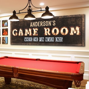 Rustic Game Room Sign, Personalized Family Last Name, Customized Man ...