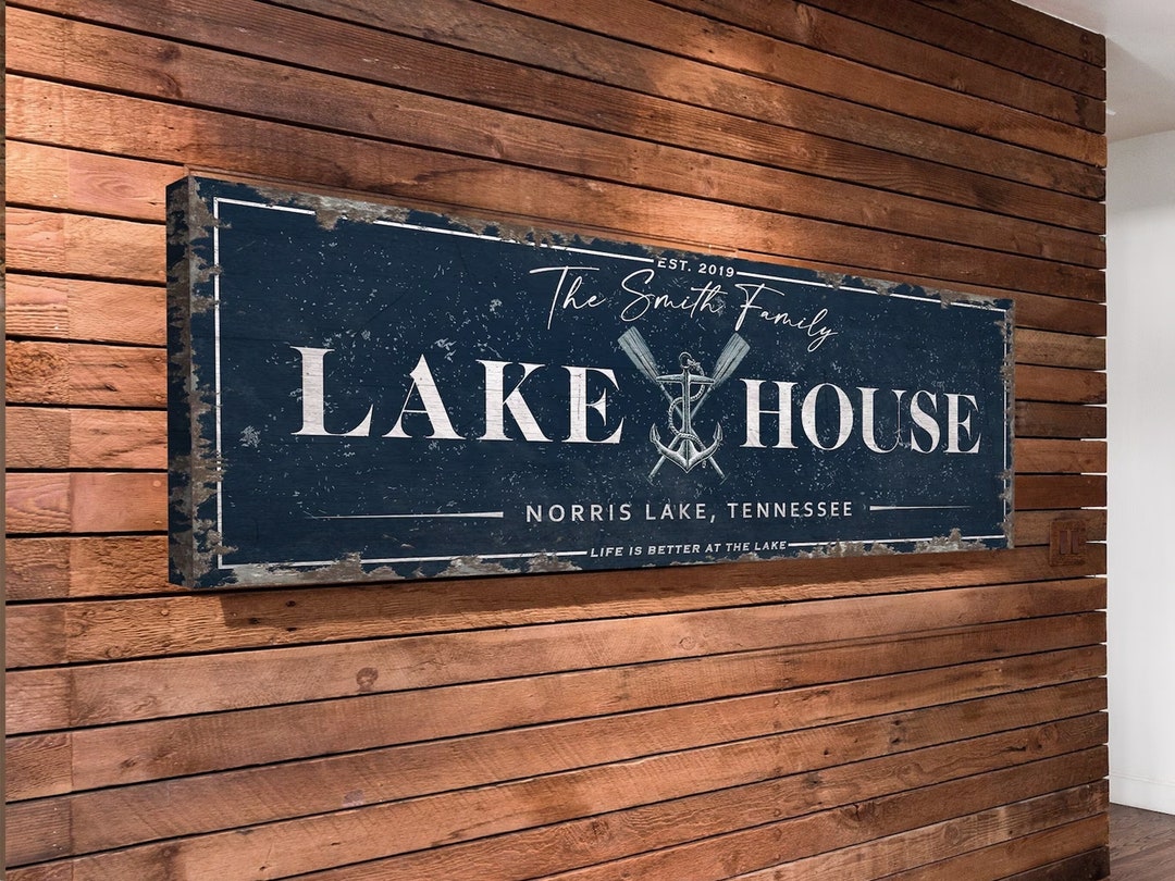 Lakehouse, Lake House Sign Personalized, Custom Lake House Décor, Cabin ...