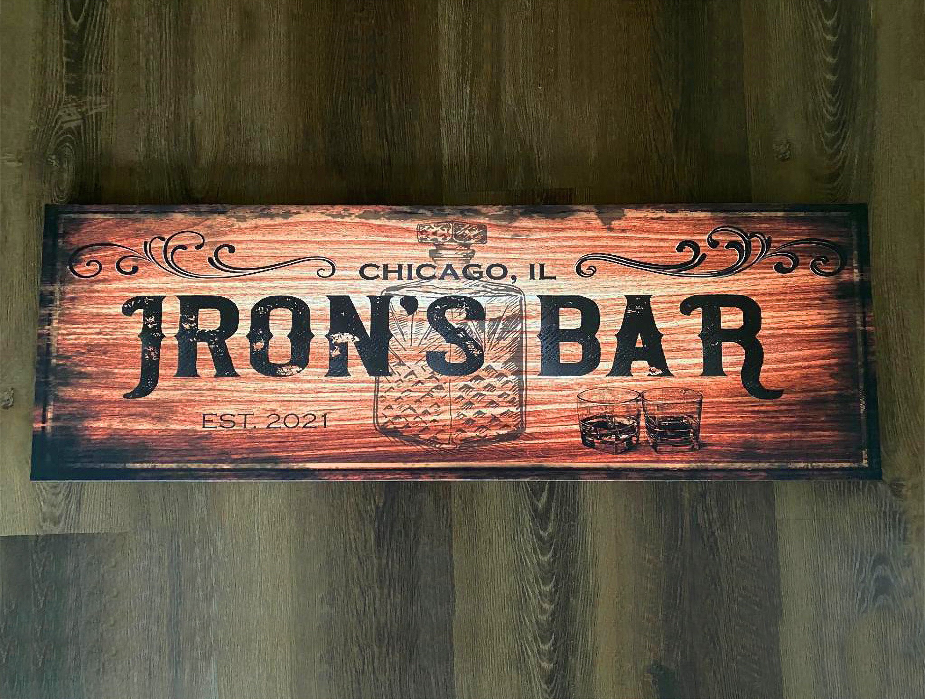 Personalized Bar Sign, Basement Bar and Lounge Sign, Custom Bar Wall ...