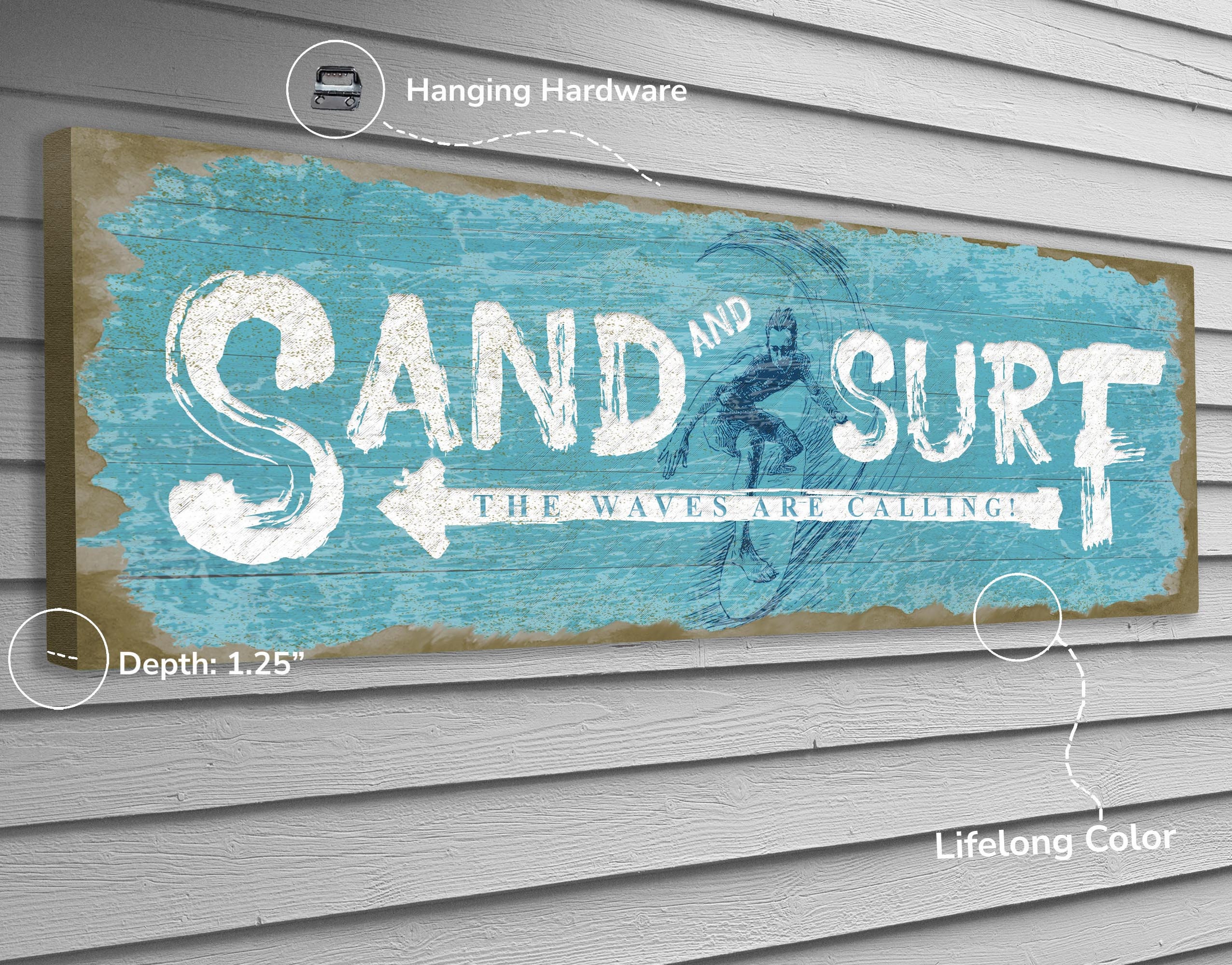Sand and Surf Sign Rustic Chic Beach House Sign Cottage Wall | Etsy