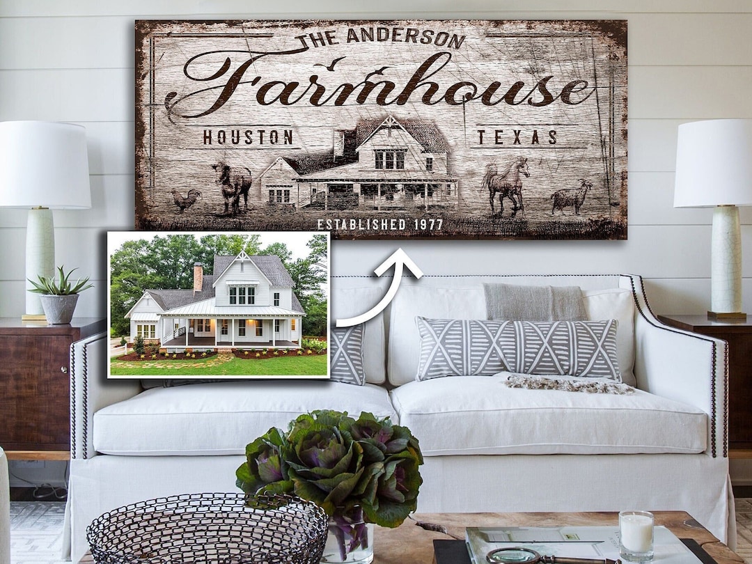 Farmhouse Sign, Custom Farmhouse Sign From Photo, Personalized House ...