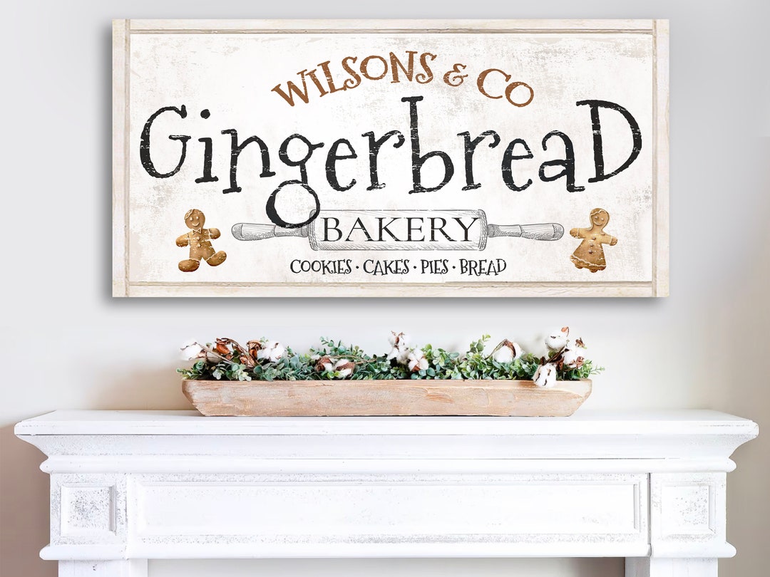Gingerbread Sign Personalized, Custom Christmas Wall Art, Farmhouse ...