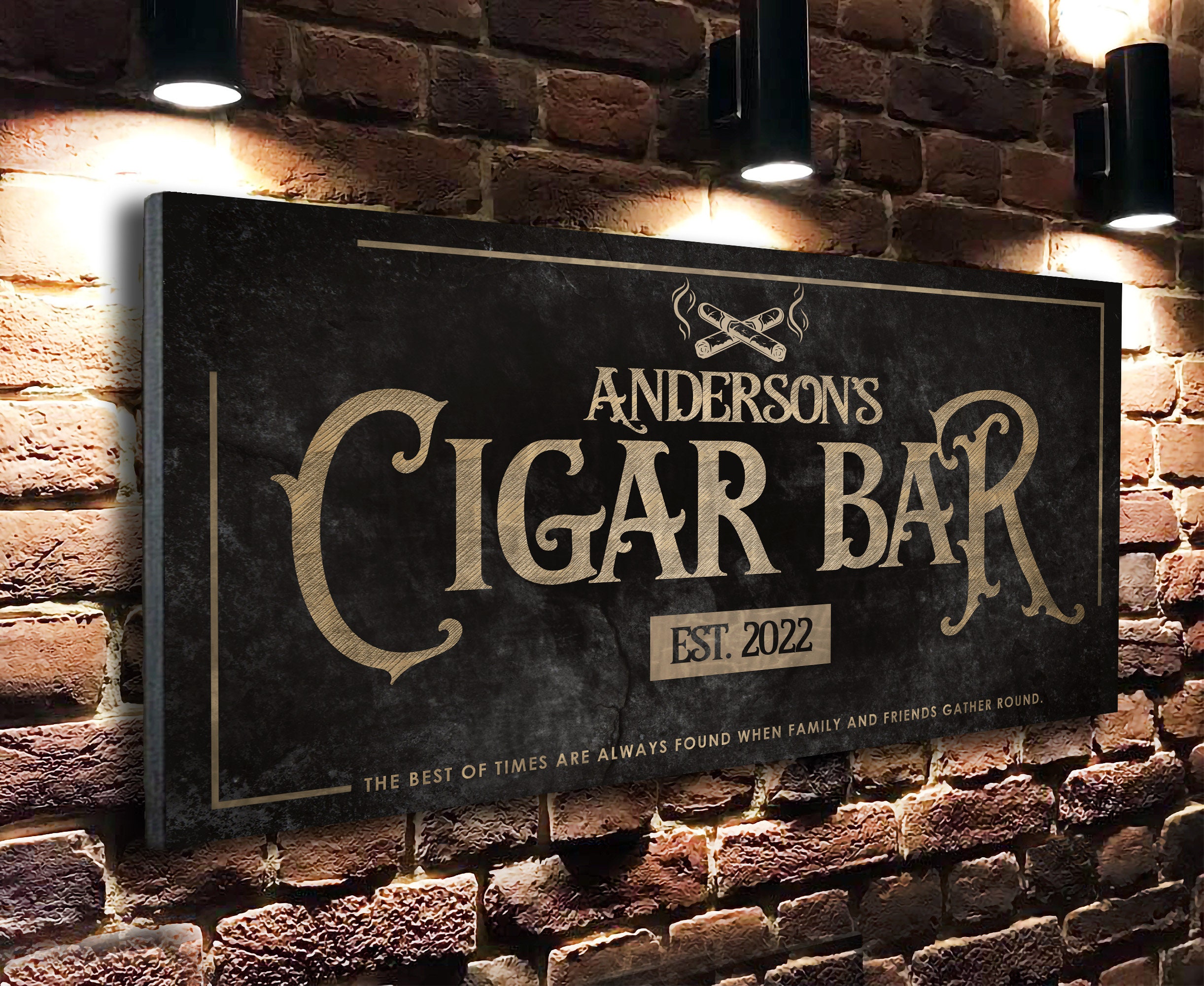 Cigar Bar Sign Custom Cigar Lounge Sign Rustic Black Wall - Etsy