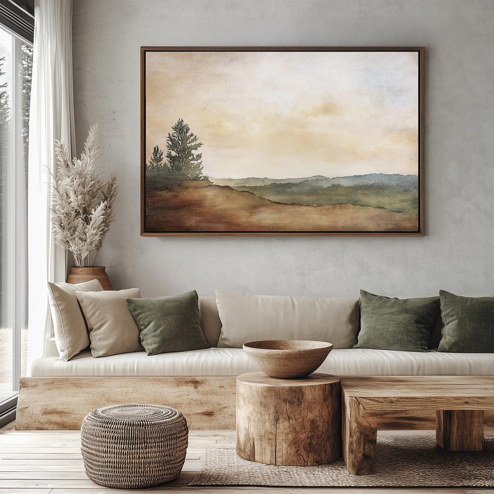 Earthy Tones Landscape Wall Art, Large Framed Abstract Modern Art, Huge ...