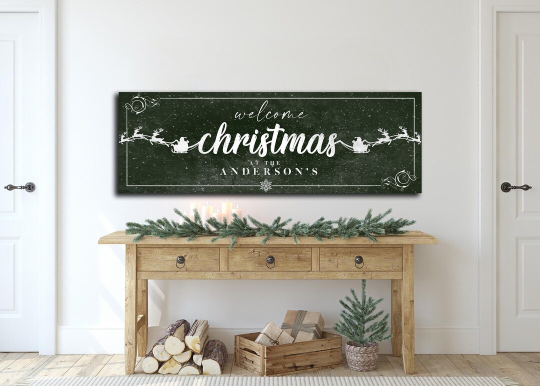 Christmas Sign, Welcome Christmas Sign Custom, Personalized Christmas ...