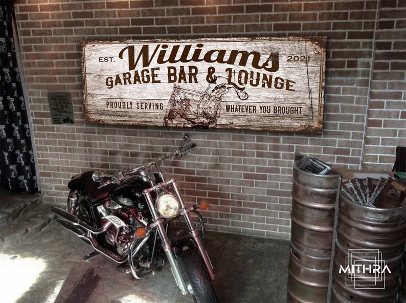 Garage Bar Sign Personalized Custom Garage Bar & Lounge Sign - Etsy