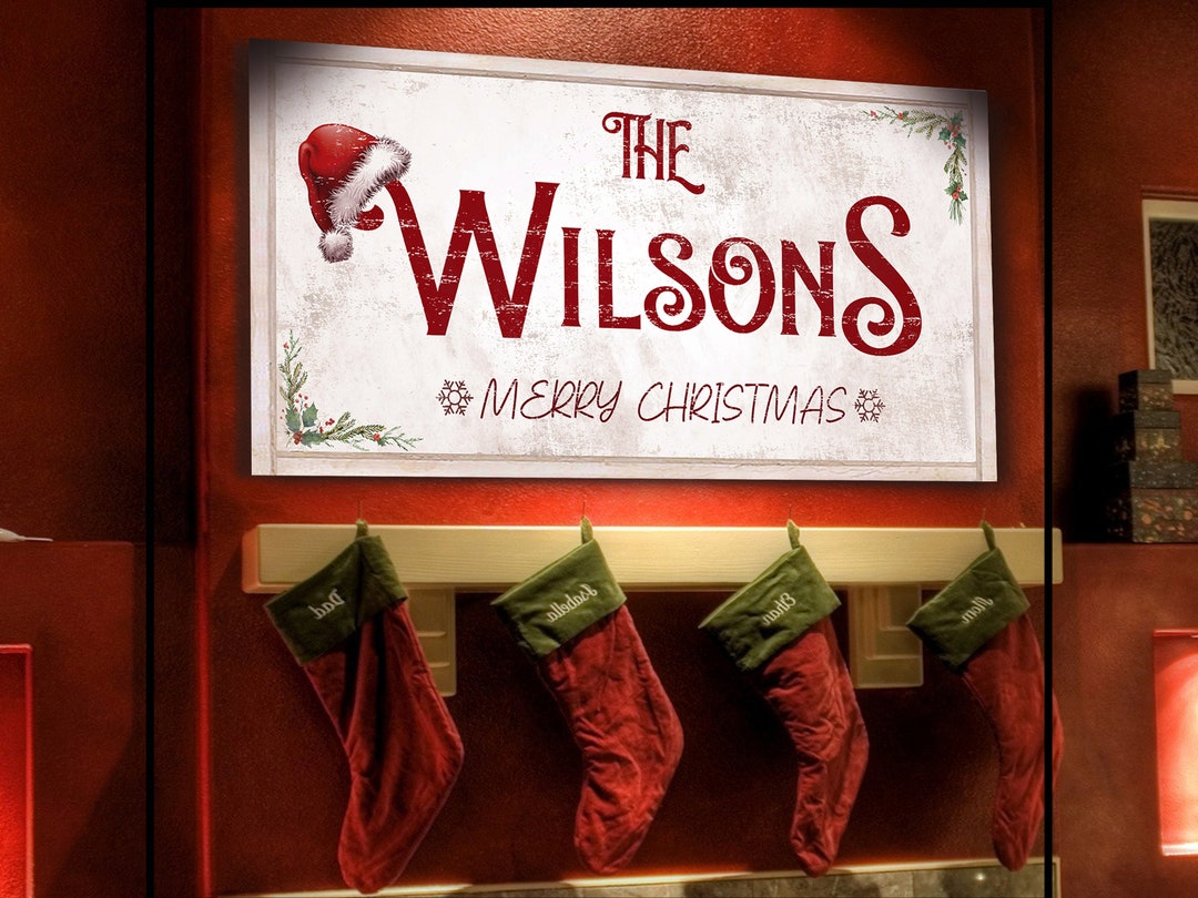 Christmas Family Name Sign, Personalized Last Name Christmas Sign ...