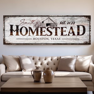 Rustic Homestead Sign, Personalized Homestead Wall Hanging, Custom ...