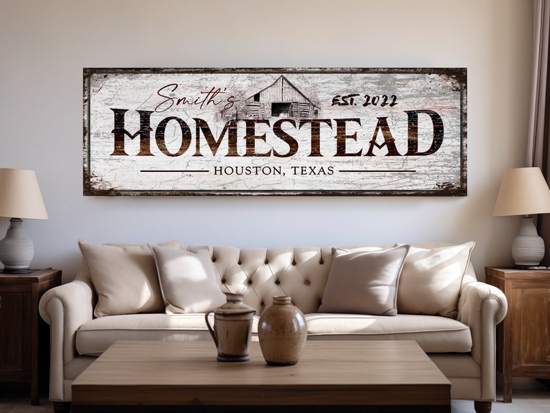 Rustic Homestead Sign, Personalized Homestead Wall Hanging, Custom ...