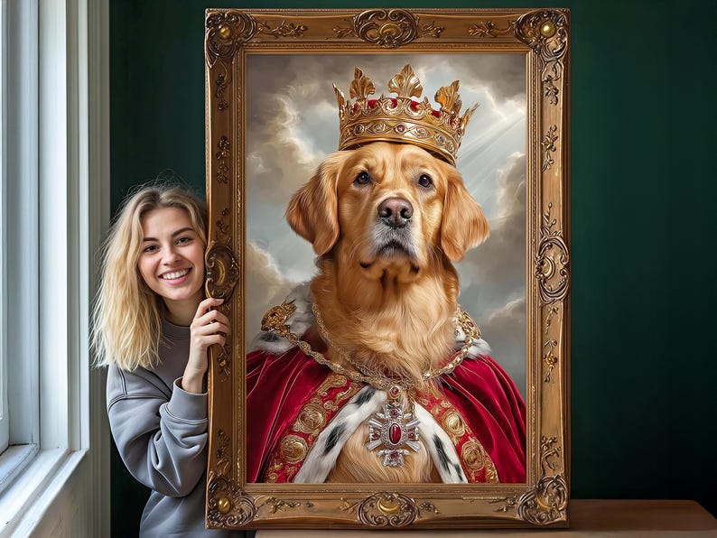 Custom Royal Pet Portrait, Renaissance Pet Portrait From Photo, King ...