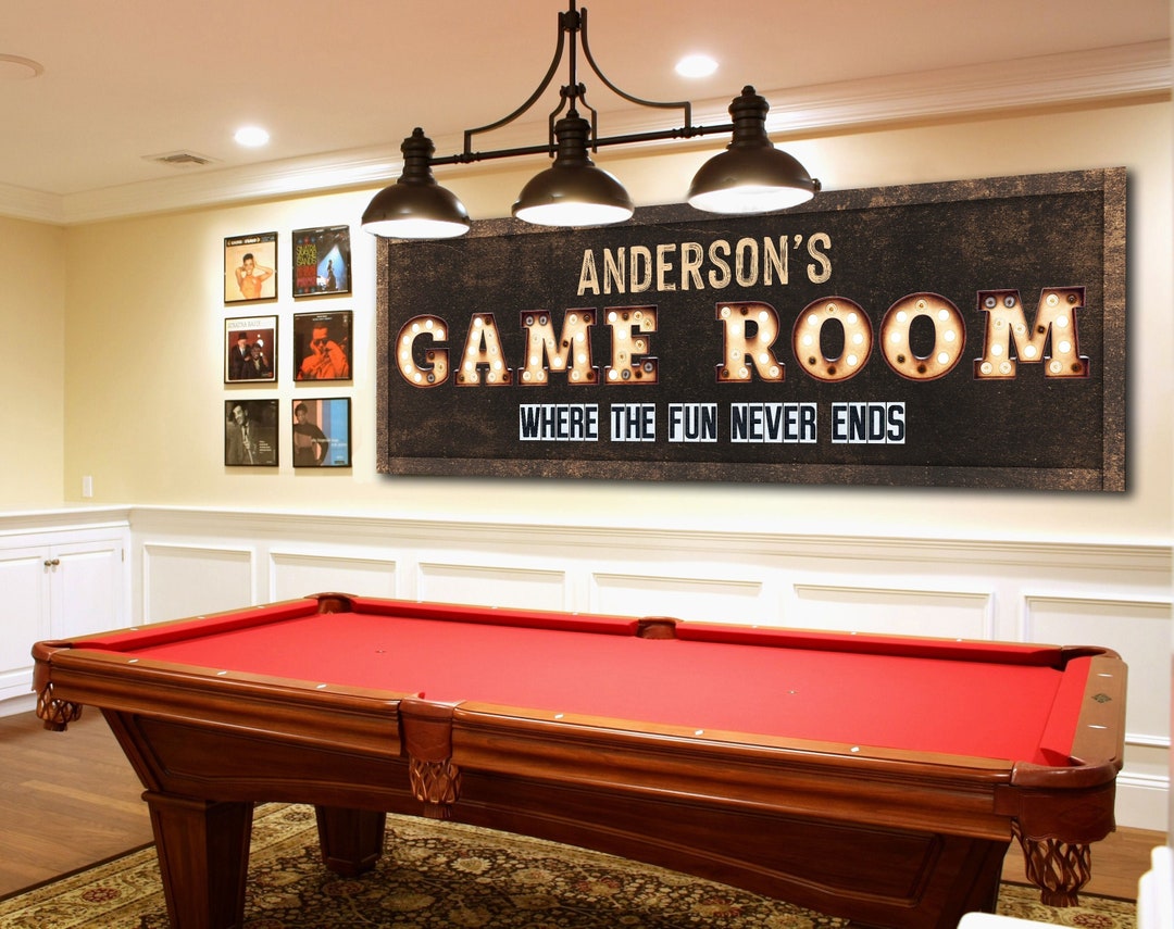 Rustic Game Room Sign, Personalized Family Last Name, Customized Man ...