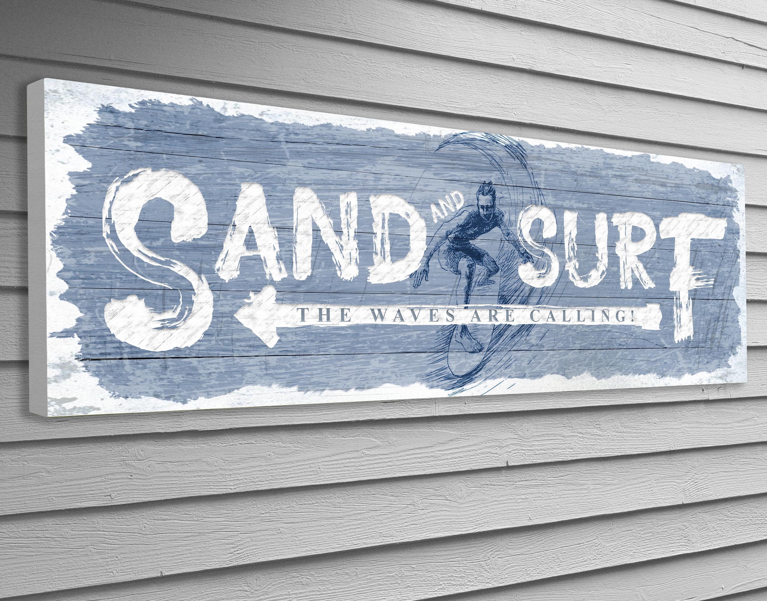 Sand and Surf Sign, Rustic Chic Beach House Sign, Cottage Wall Art ...