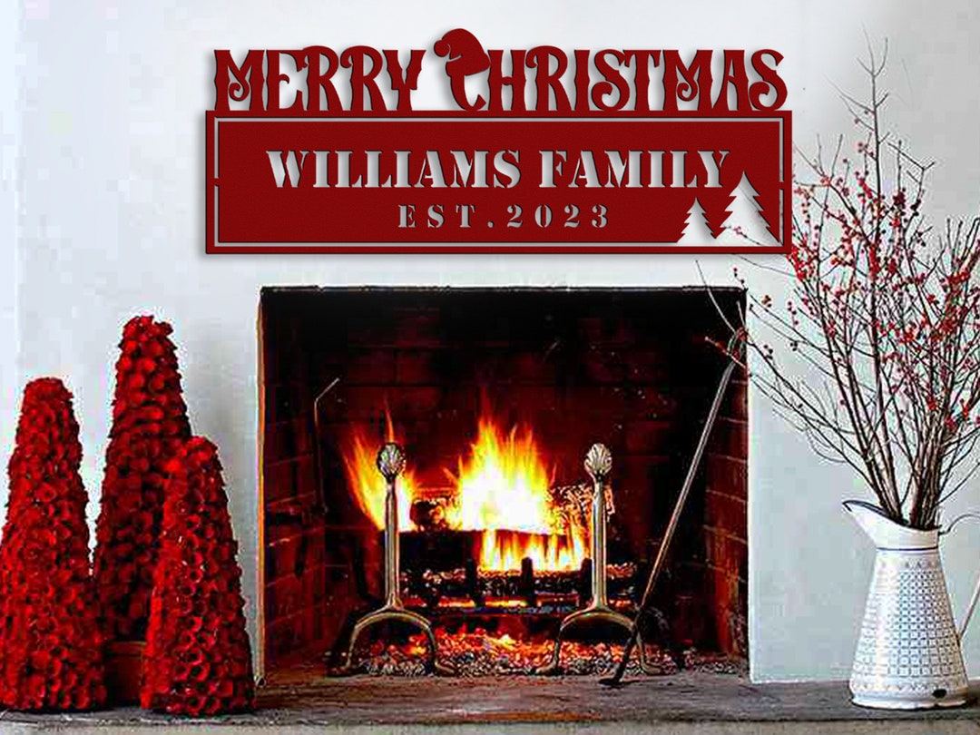 Merry Christmas Sign Metal, Personalized Christmas Wall Art, Custom ...