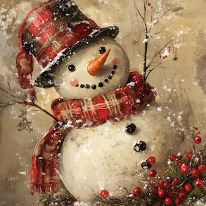 Snowman Wall Art, Winter Wall Decor, Christmas Snowman Canvas Print ...