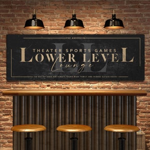 Lower Level Lounge Sign, Custom Lower Level Wall Art, Personalized ...