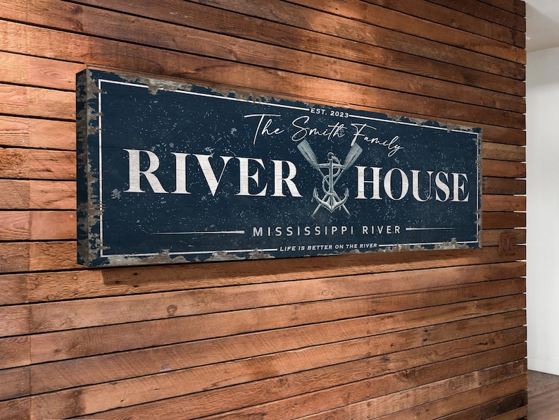 River House Sign Personalized, Custom River House Décor, Sign for River ...