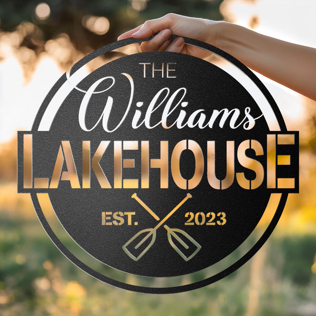 Metal Lake House Sign Personalized, Outdoor Round Lake House Sign ...