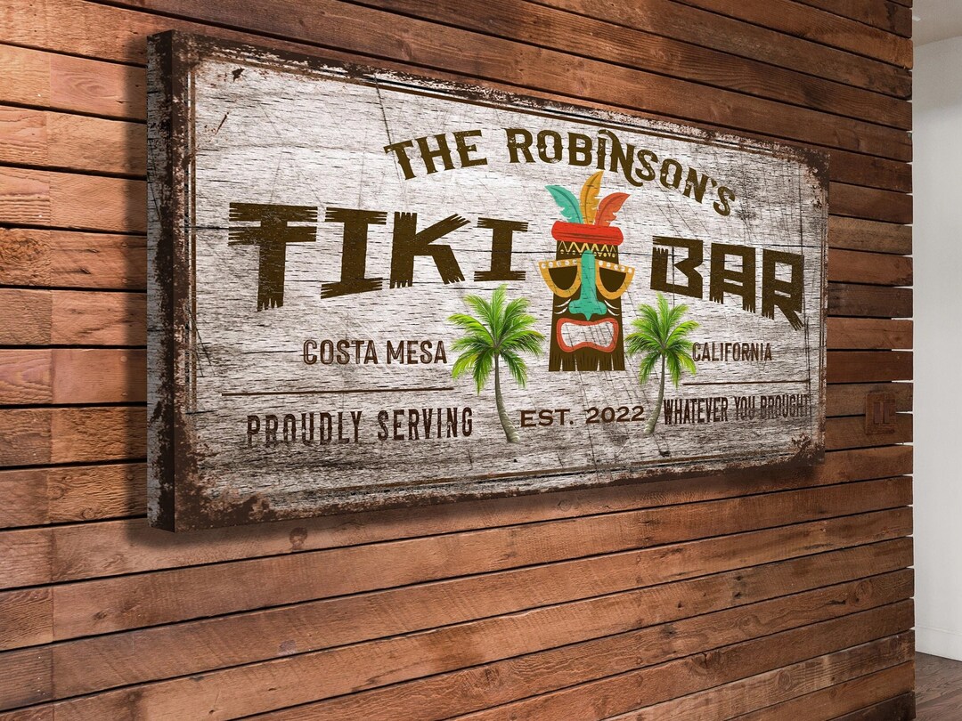 Tiki Bar Sign Personalized, Custom Tiki Bar Décor, Sign for Tiki Bar ...