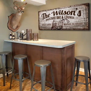 Personalized Backyard Bar Sign, Custom Bar and Grill Sign, Rustic Pub ...