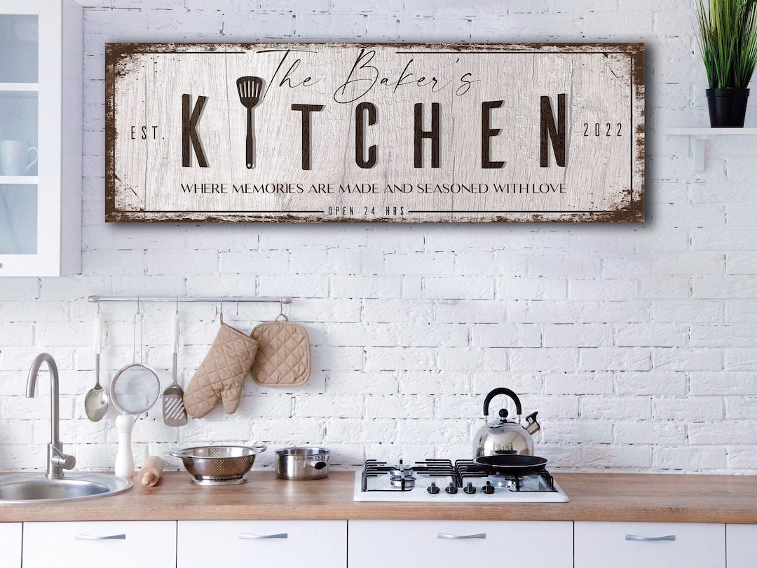 Custom Kitchen Sign for Home, Personalized Family Kitchen Wall Art ...