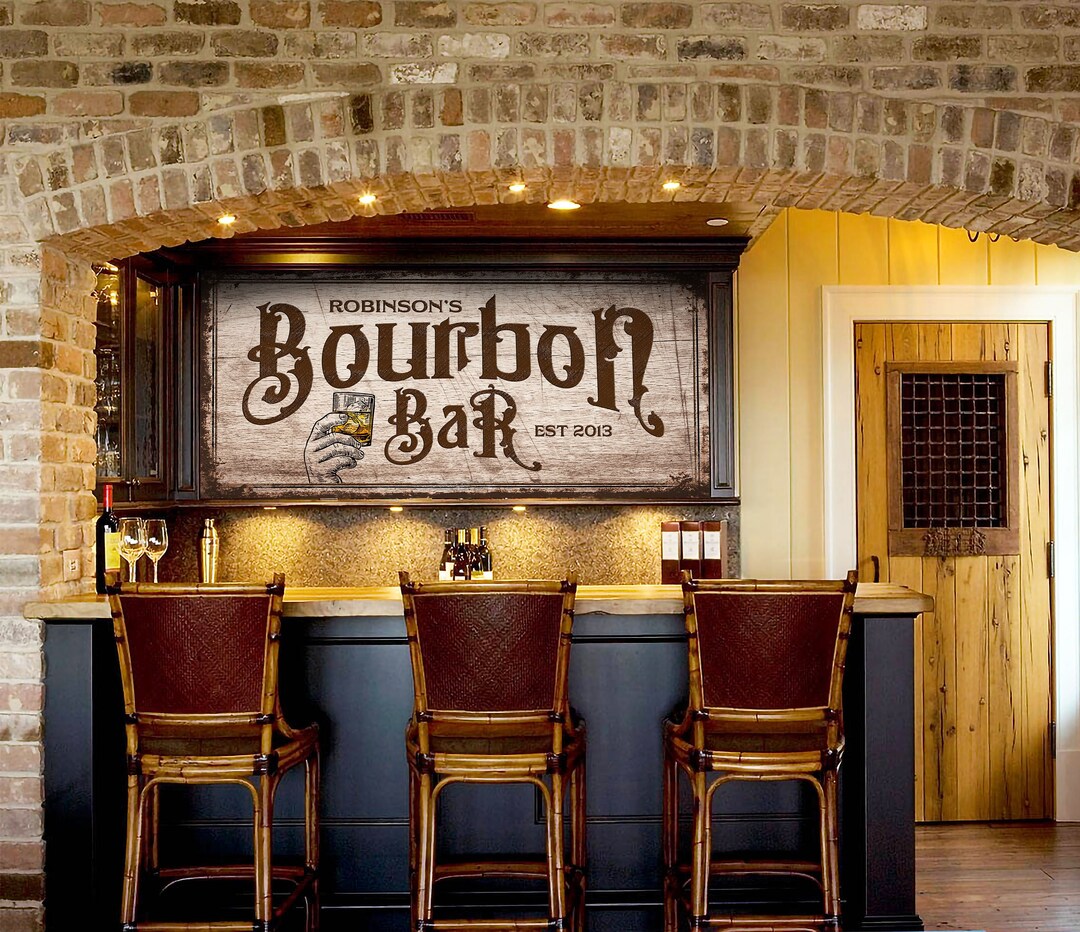 Bourbon Bar Sign Bourbon Pub Wall Hanging Home Bar Décor - Etsy