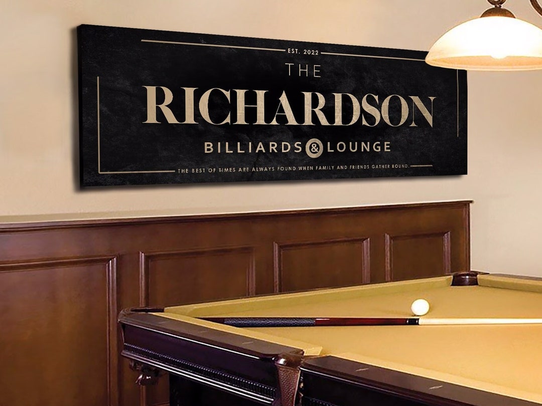 Personalized Billiards Sign, Billiards and Lounge Wall Art, Huge Black ...