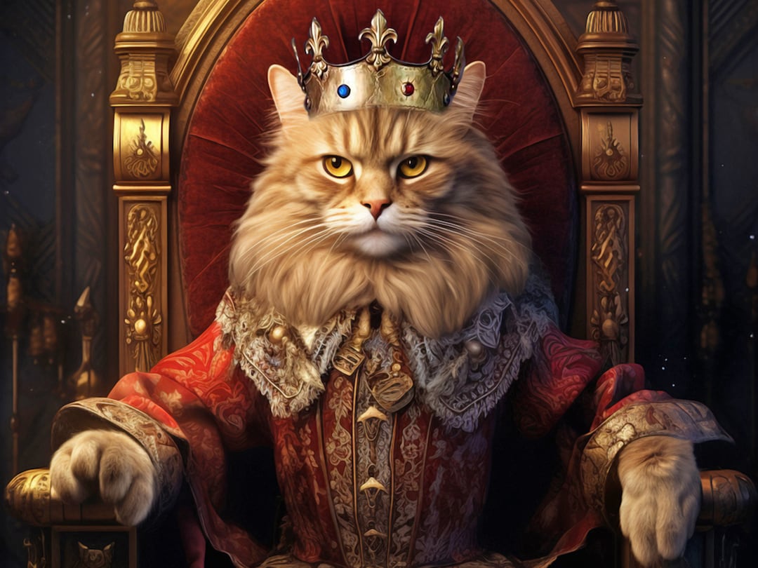 King Pet Portrait, Custom Pet Portrait From Photos, Royal Pet Digital ...