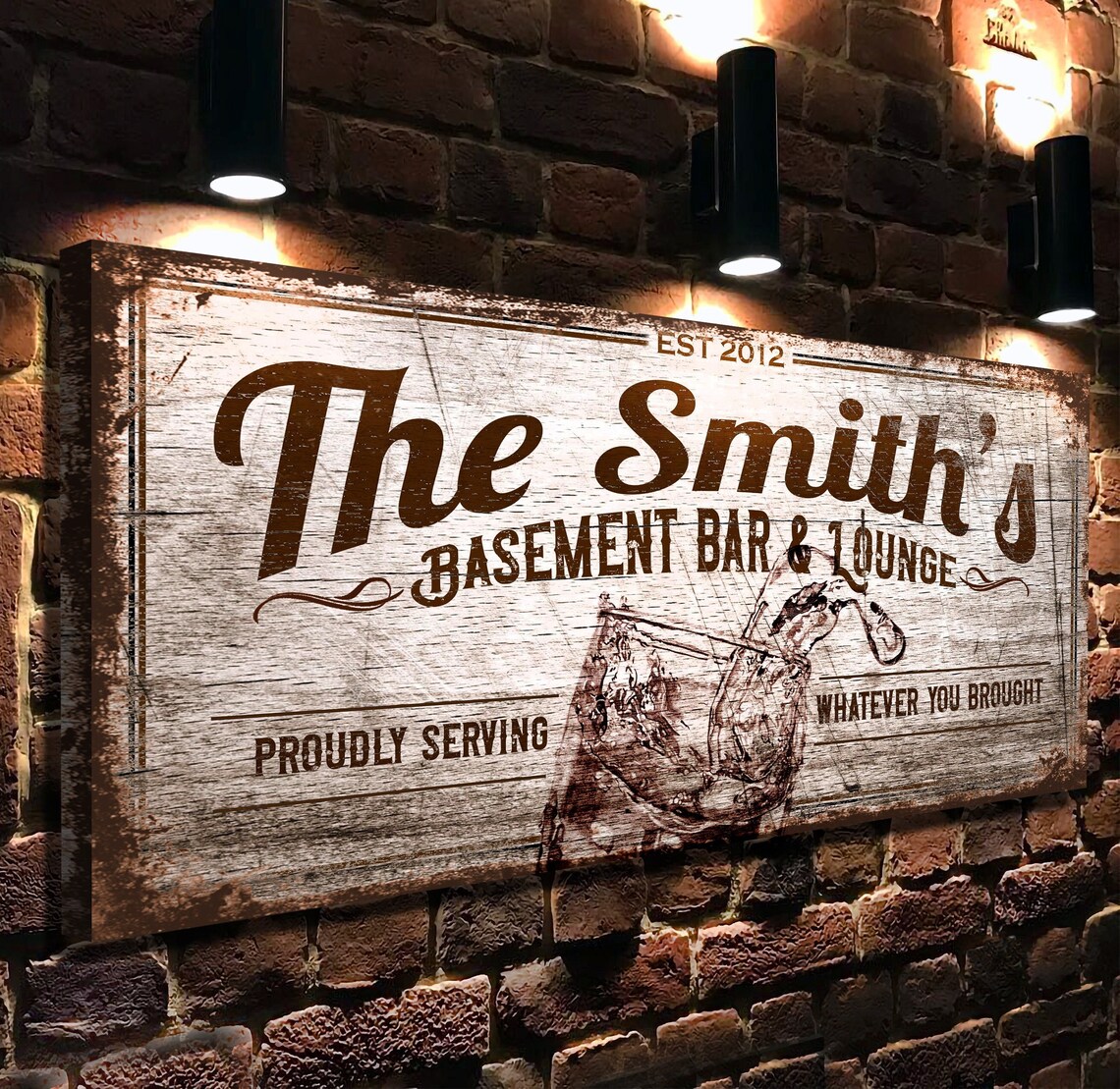 Personalized Basement Bar Sign Custom Bar Sign Vintage Bar - Etsy