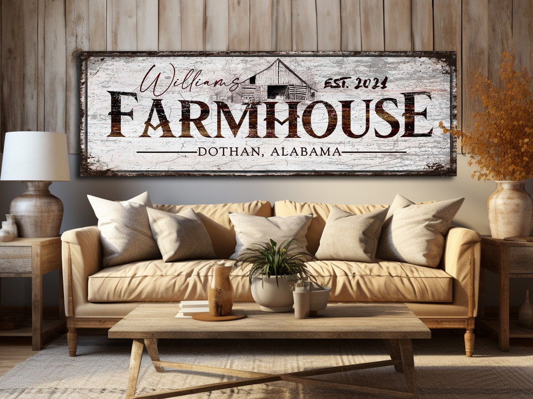 Rustic Farmhouse Sign, Huge Farm Sign, Custom Family Name Farmhouse ...