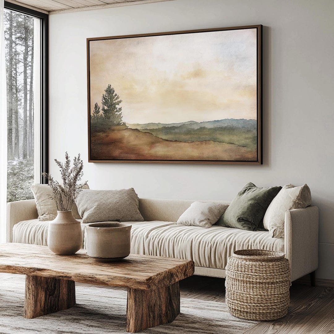 Earthy Tones Landscape Wall Art, Large Framed Abstract Modern Art, Huge ...