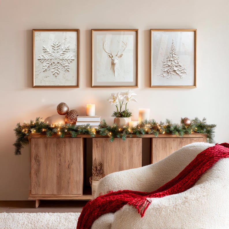 Neutral Christmas Wall Art Set of 3: Winter Wonderland Prints ...