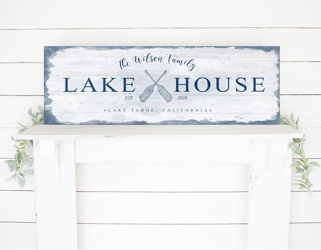 Custom Lake House Sign, Watercolor Lake House Sign, Personalized Lake ...
