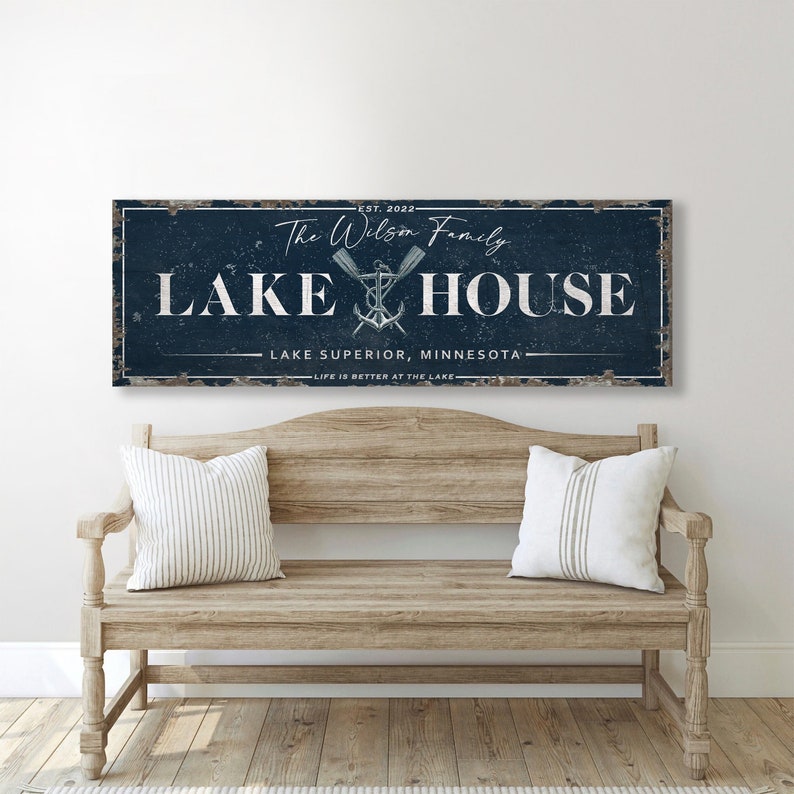 Custom Lake House Sign, Lake House Décor Personalized, Modern Farmhouse ...