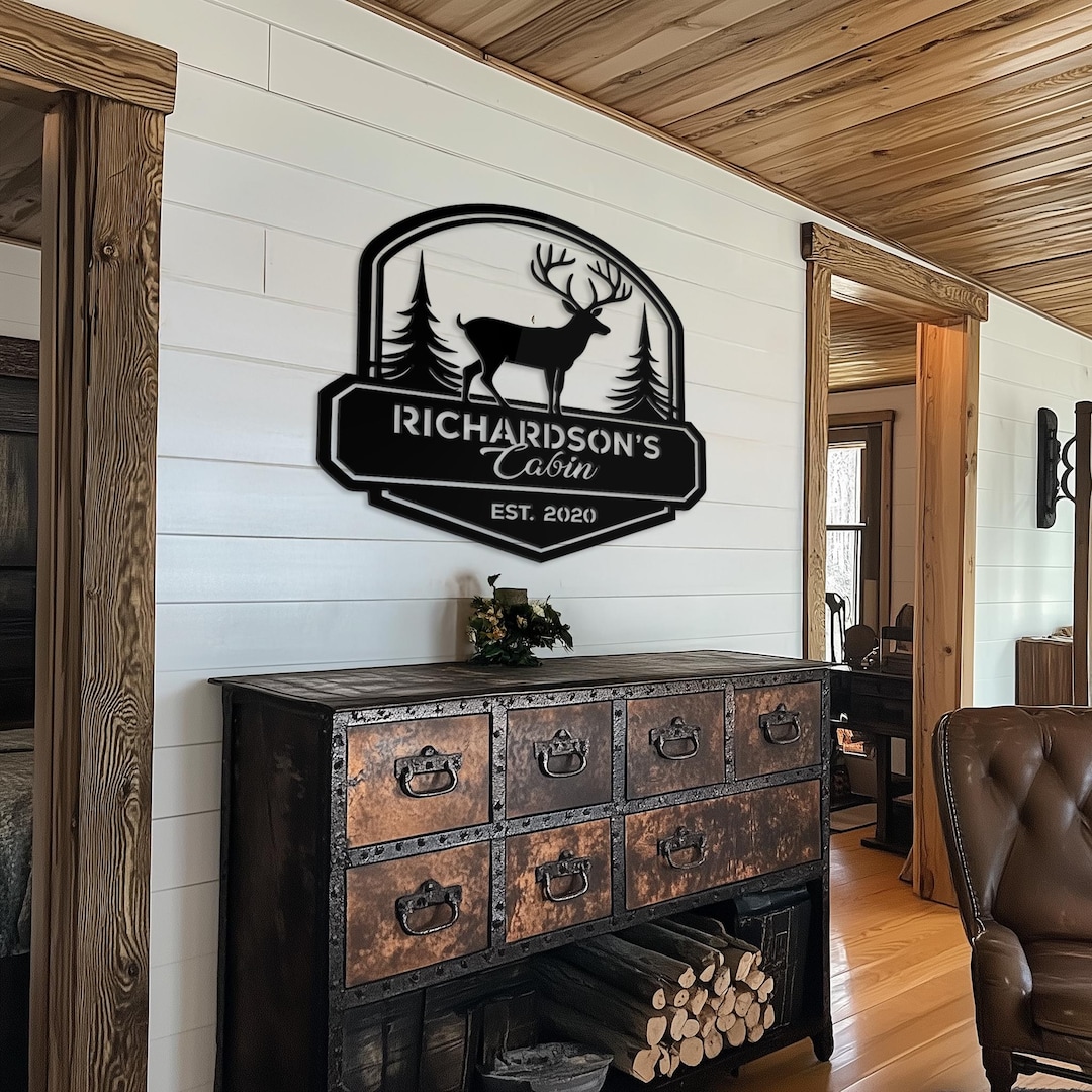 Metal Cabin Sign Personalized, Outdoor Cabin Sign, Custom Cabin House ...