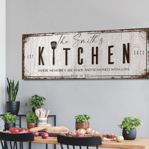 Custom Kitchen Sign for Home, Personalized Family Kitchen Wall Art ...