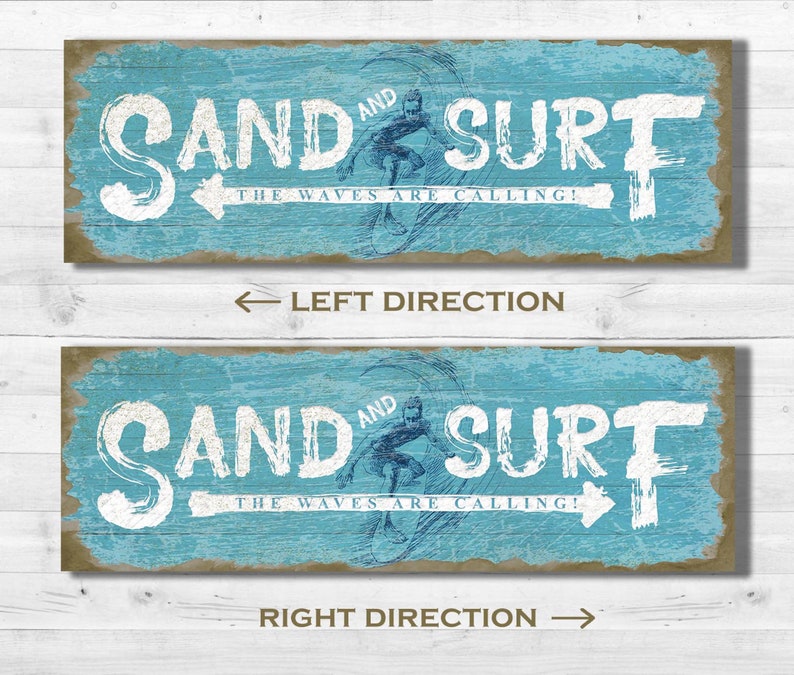 Sand and Surf Sign Rustic Chic Beach House Sign Cottage Wall | Etsy