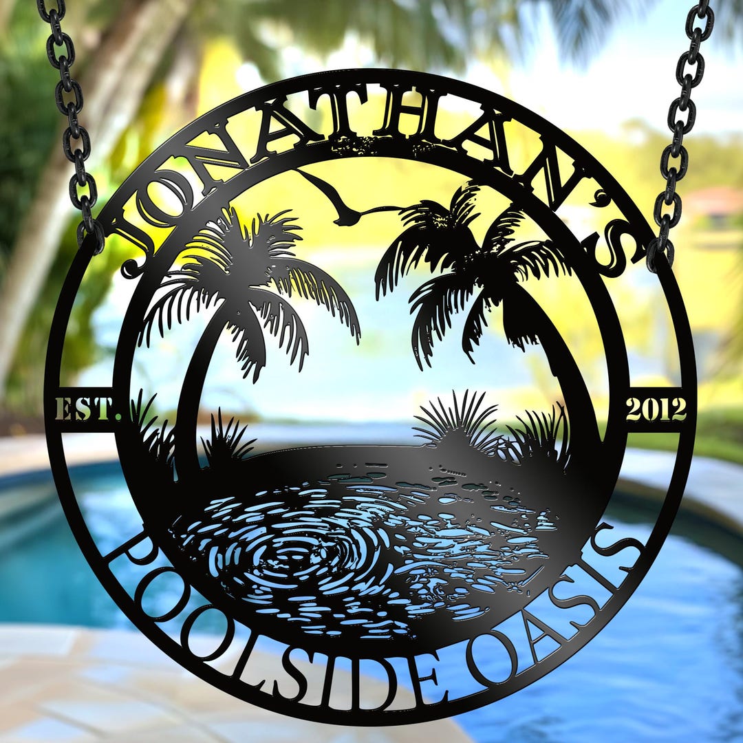 Custom Metal Signs for Pool Areas, Personalized Poolside Décor Signs ...
