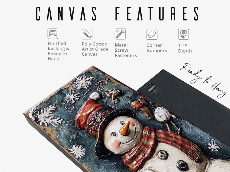 Snowman Wall Art, Vertical Canvas Snowman Art, Christmas Snowman Decor ...