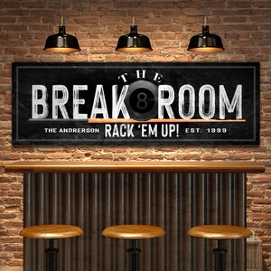 Break Room Sign, Rack 'em up Sign, Personalized Billiards Sign, Large ...