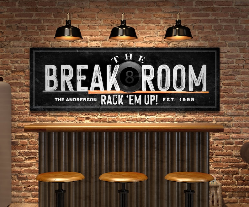 Break Room Sign Rack 'em up Sign Personalized Billiards - Etsy
