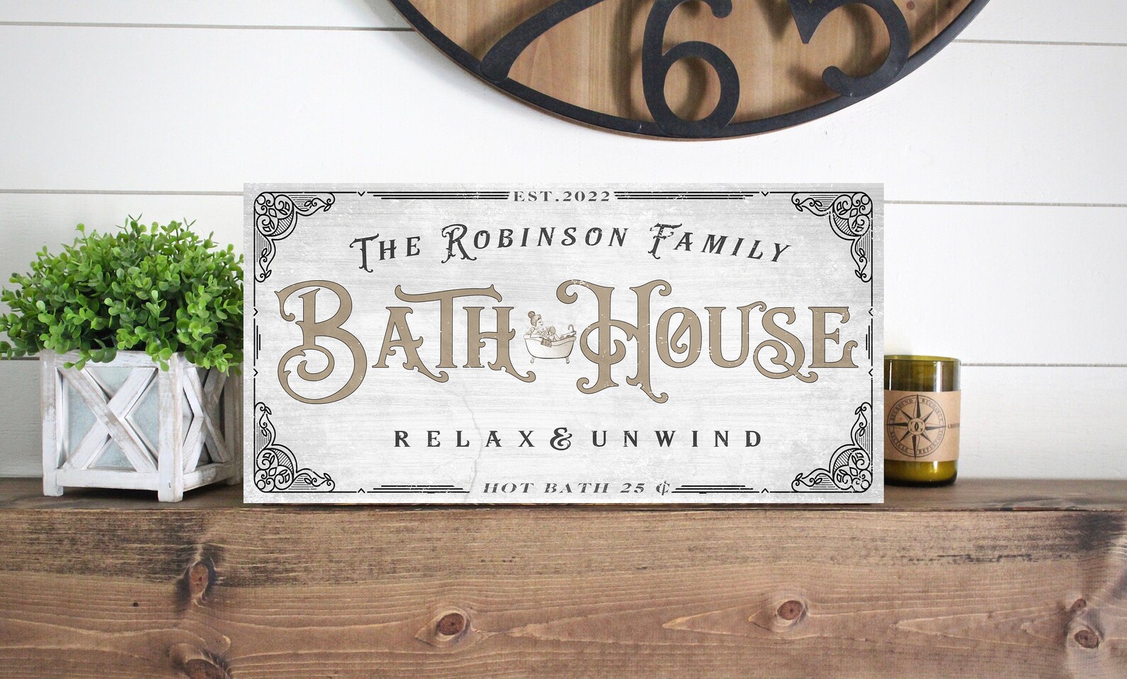 Personalized Bath Sign, Custom Bath House Wall Art, Huge Canvas Print ...