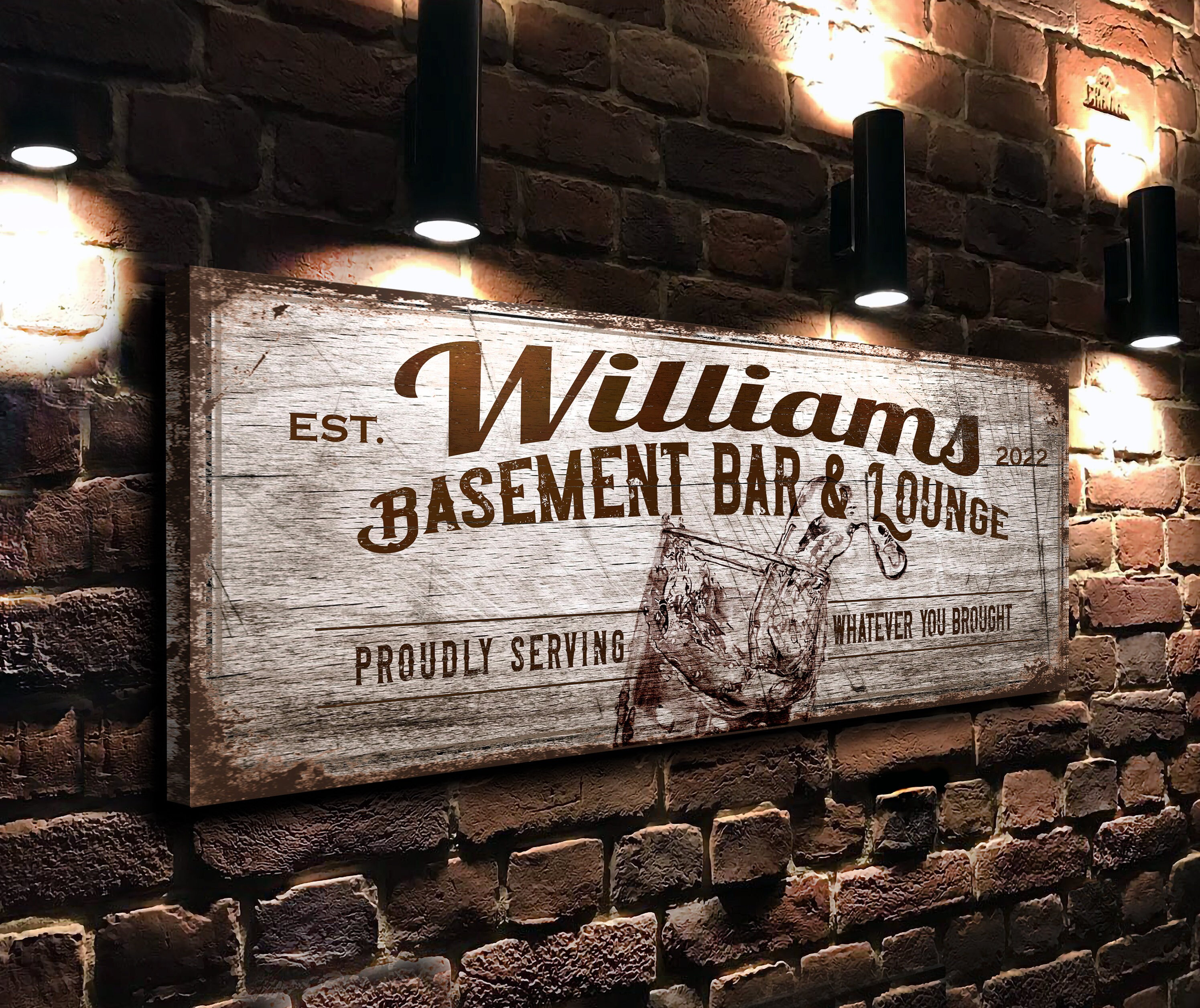 Personalized Basement Bar Sign, Custom Bar Sign, Vintage Bar Sign ...