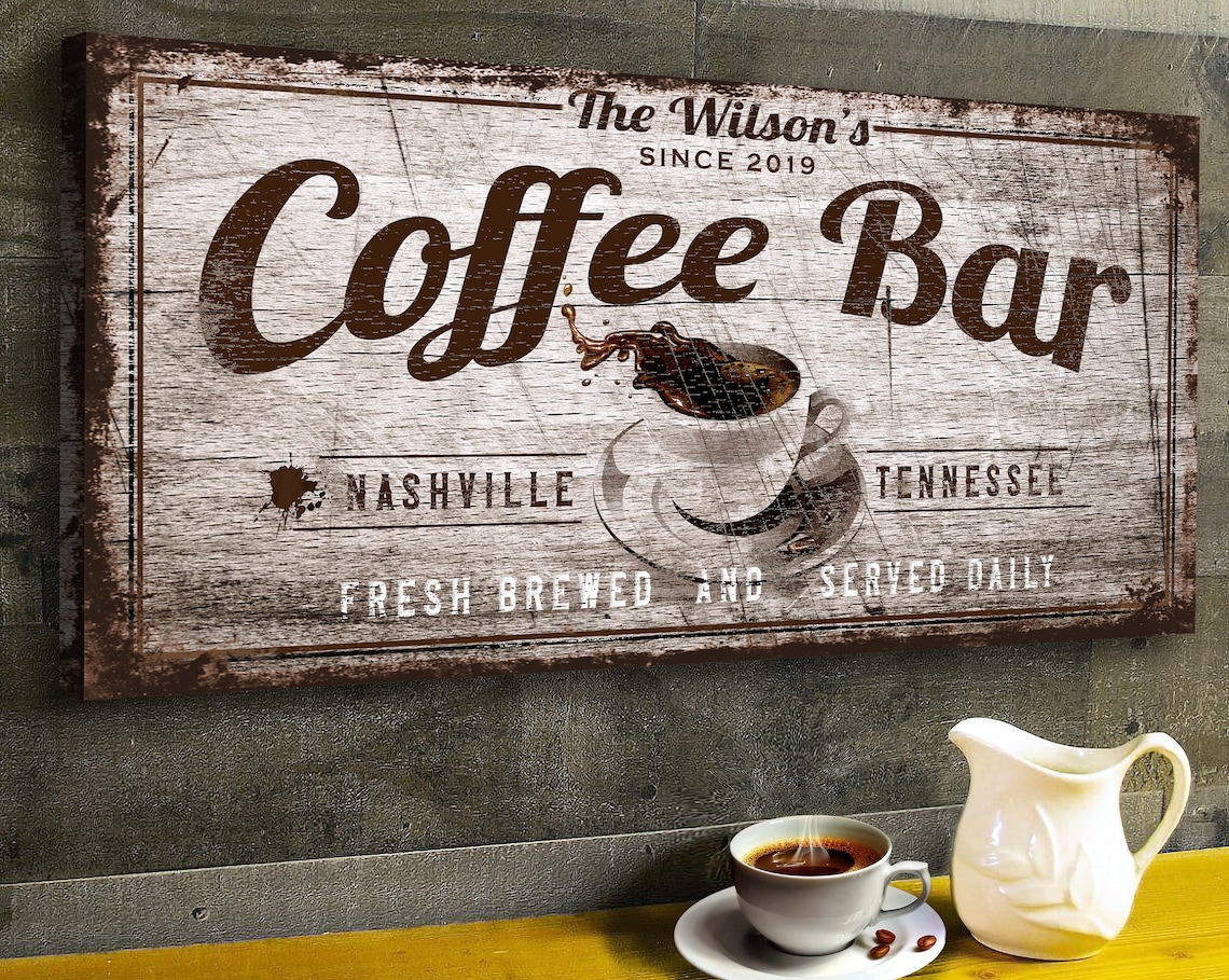 Personalized Coffee Sign Custom Coffee Bar Wall Art Gift for - Etsy