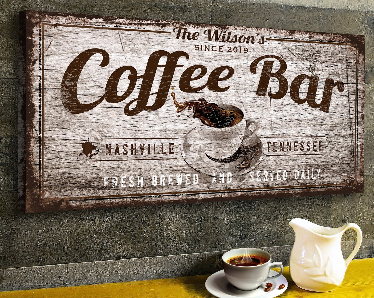 Personalized Coffee Sign Custom Coffee Bar Wall Art Gift for - Etsy