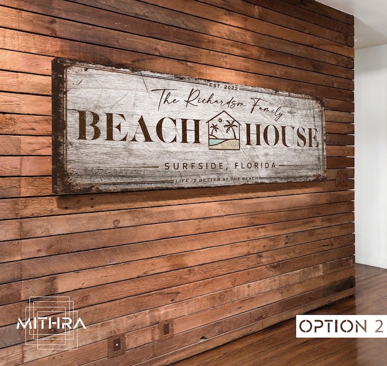 Beach House, White Large Beach House Sign, Rustic Beach Name Sign ...