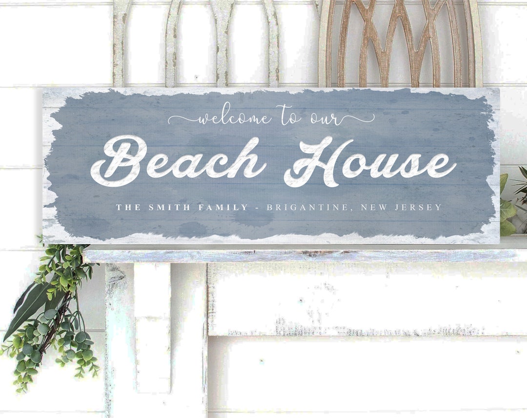 Watercolor Beach House Sign, Custom Beach House Sign, Welcome to Our ...