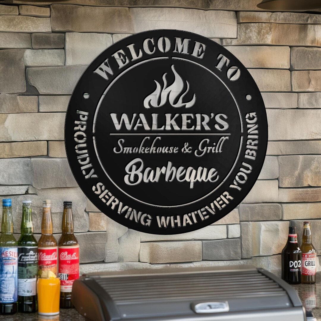 Custom Backyard Bbq Sign, Barbeque Metal Sign, Personalized Metal ...