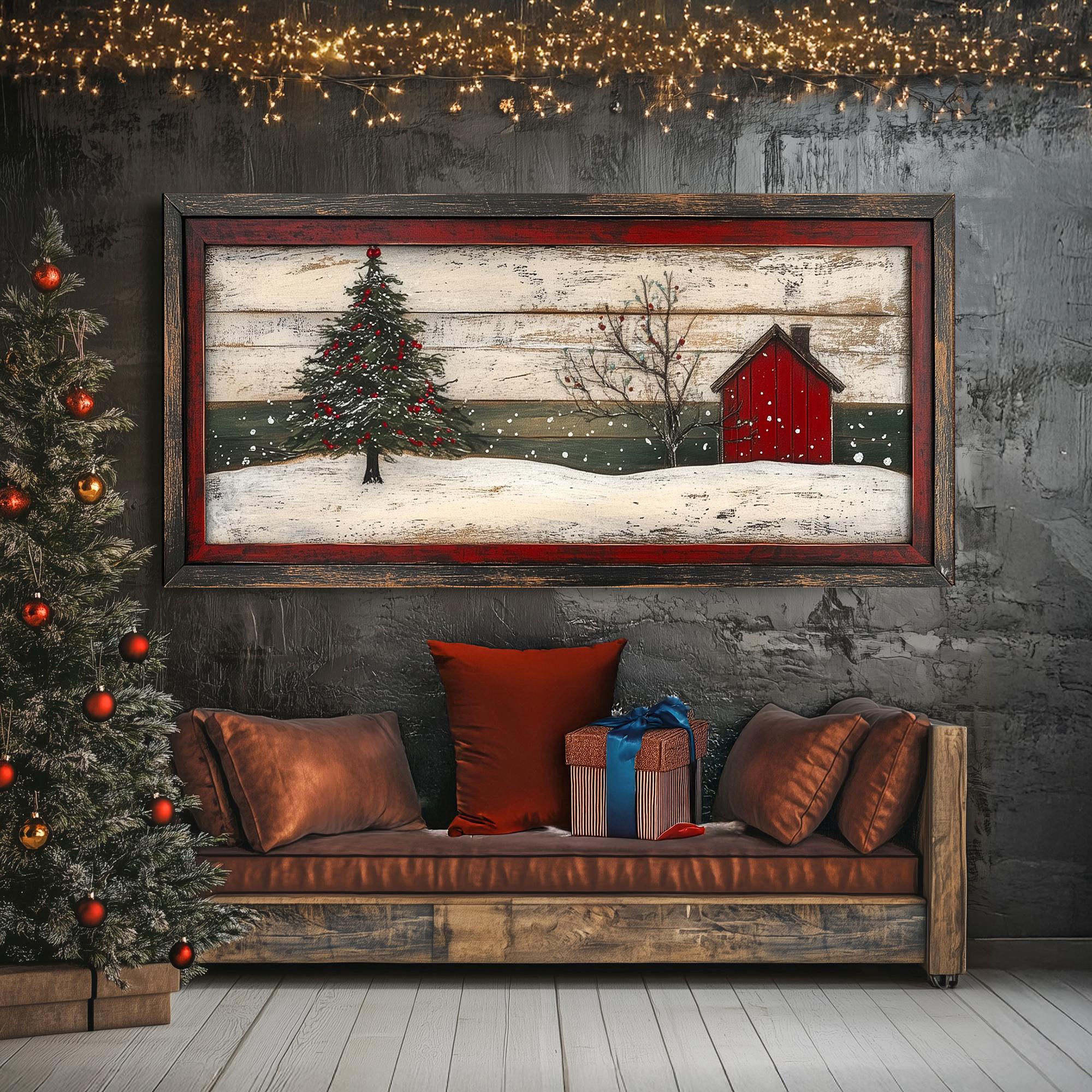 Vintage Christmas Farmhouse Wall Art, Cute Winter Christmas Rustic ...
