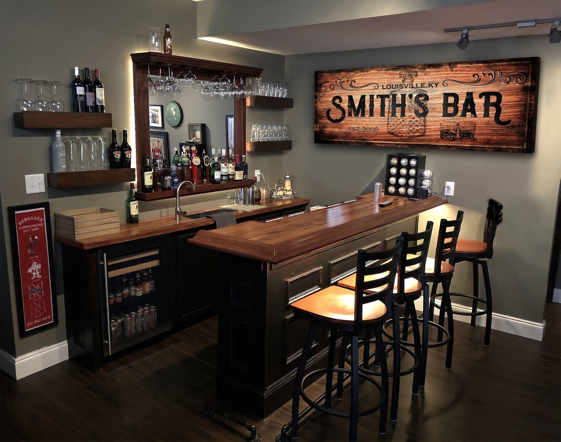 Personalized Bar Sign Basement Bar and Lounge Sign Custom - Etsy